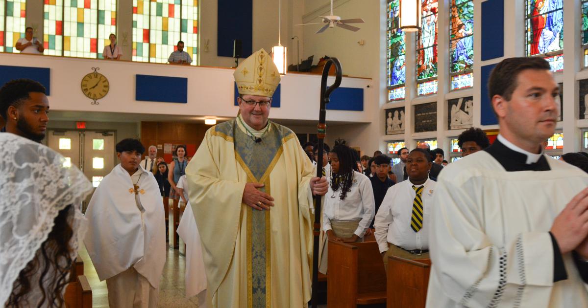 Bishop Parkes Joins Students for Mass at Cristo Rey | Gulf Coast Catholic